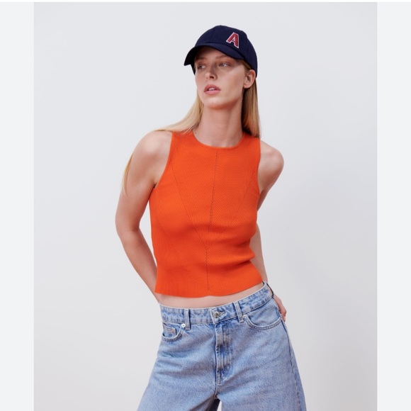 Zara | Tops | Zara Orange Ribbed Tank | Poshmark